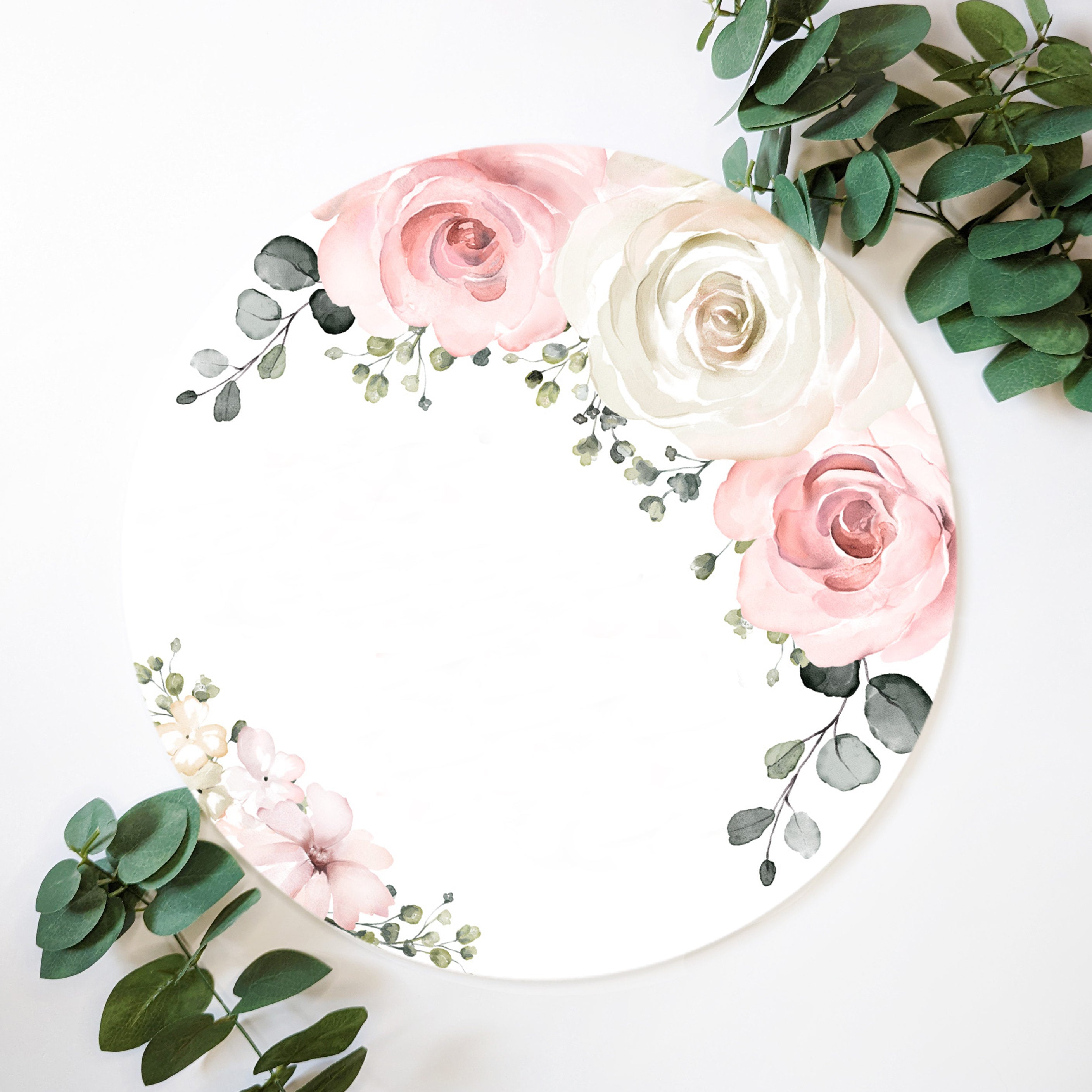 Personalized Name Announcement Sign, Pink Floral Rose, 4 Inch Birth In ...