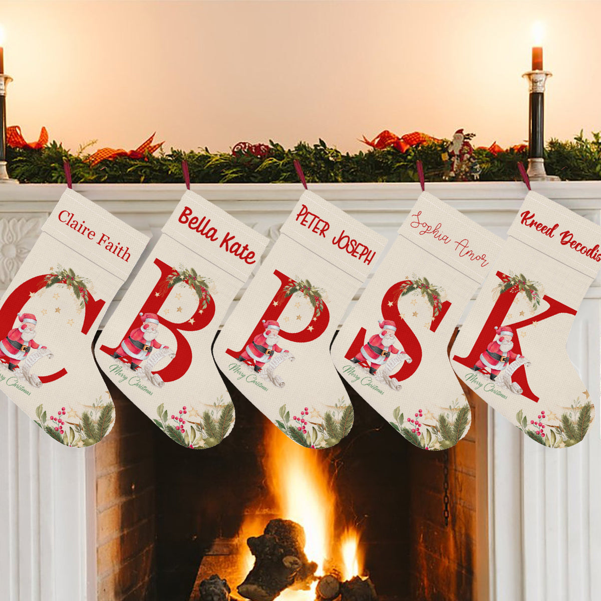 Personalized Christmas Stocking Personalized Name Santa Claus Initials ...